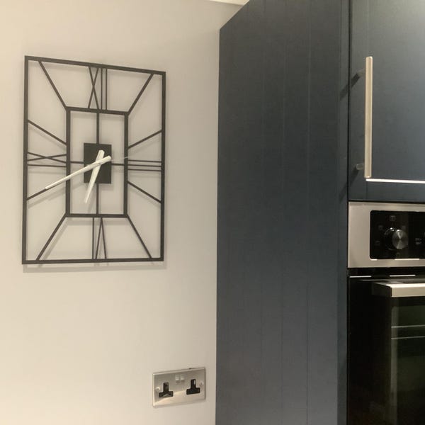 Rectangle Metal Wall Clock With Roman Numerals, Large Rectangular Wall ...