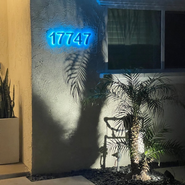 LED House Numbers, Illuminated Address Number Sign, Metal Backlit Door ...