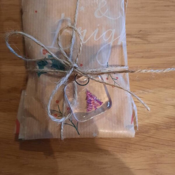 Christmas Tree Decoration Made in Fused Glass With 2 Robins - Etsy UK