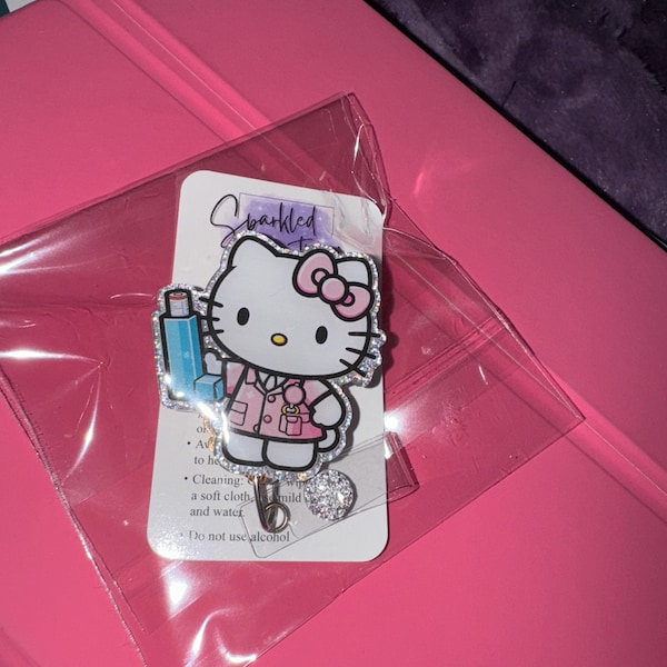 Nurse Kitty With Inhaler, Respiratory Therapist Badge Reel, Pediatric ...