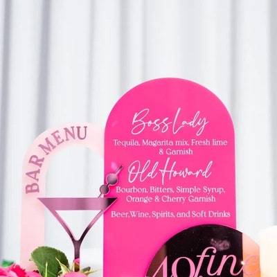 Wedding Bar Sign, Signature Drinks, Cocktail Menu, Martini Glass Bar ...