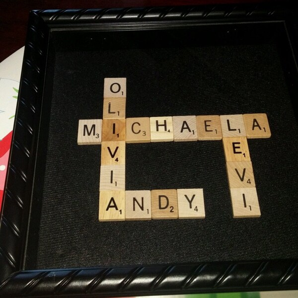 Scrabble Box Wooden Scrabble Tiles in Black Shadow Box - Etsy