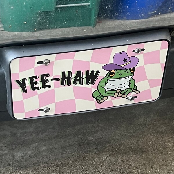 Cowboy Frog Front License Plate - Country Frog Truck Tag - Cute Purple ...