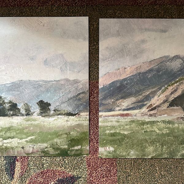 Two Piece Landscape Print SET | Split Panel PRINTABLE | Vintage Digital ...