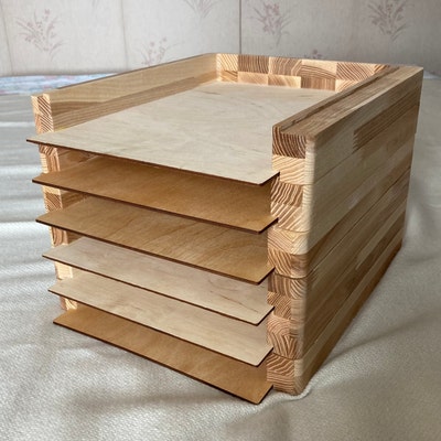 Wooden Paper Tray 3 Stages Wooden Paper Holder Stacked Paper Tray Desk ...