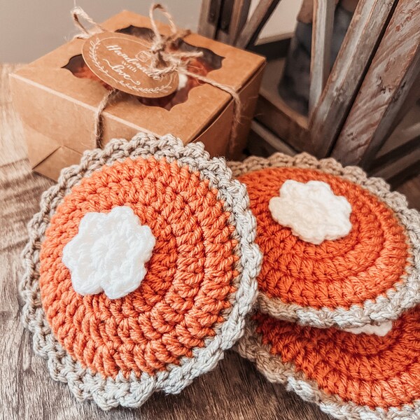 Decorative Cutie Pie Coaster Crochet Pattern | Pumpkin Pie Coaster ...