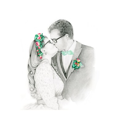 Custom Custom Couples Portrait Valentines Day Gift. Wedding Anniversary ...