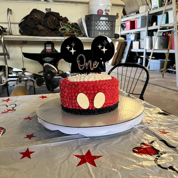 Custom Acrylic Mouse Ear Cake Topper | Birthday Party Decor - Etsy
