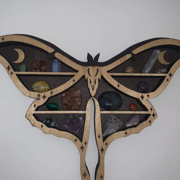 Coppermoon Luna Moth Crystal Shelf, Luna Moth Shelf, Luna Moth Wooden ...