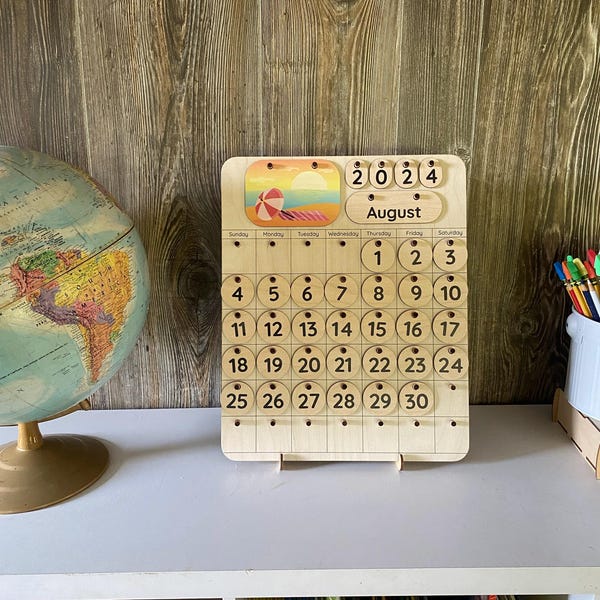 Montessori Calendar Wooden Calendar for Kids Montessori Circle Time ...