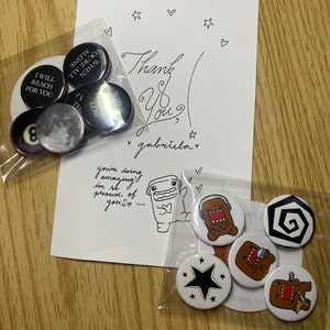 Domo Pins 4 Piece 1 Inch Button Pin Set Comes With Freebies Please Read ...