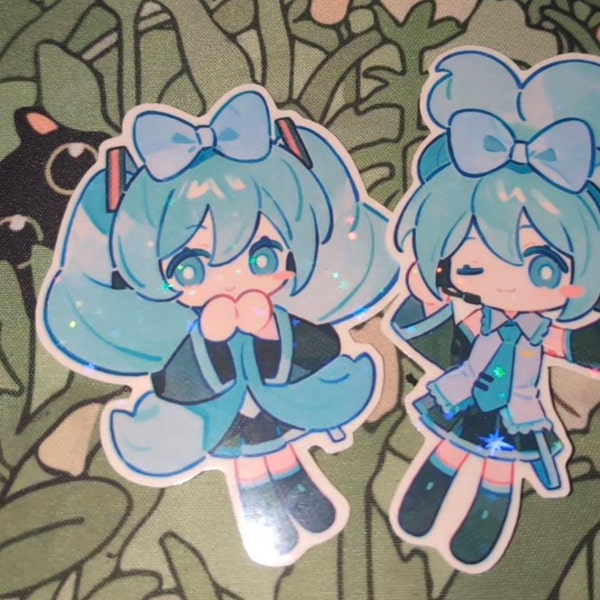 Hatsune Miku Cinnamon Roll Chibi Sticker: Holographic Star, Water ...
