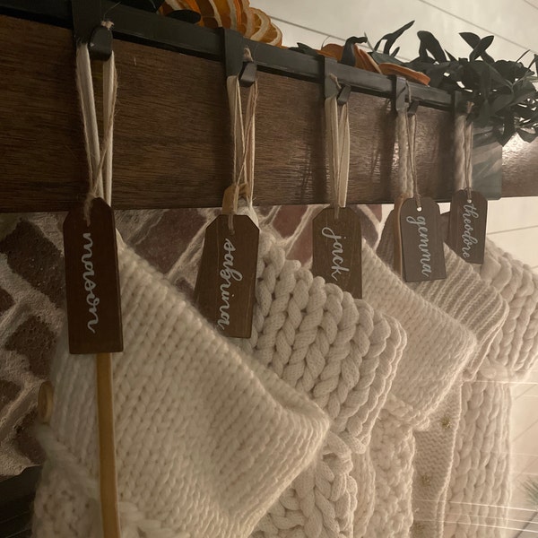 BEST SELLING | Wood Stocking Tags | Handlettered Stained Tags ...