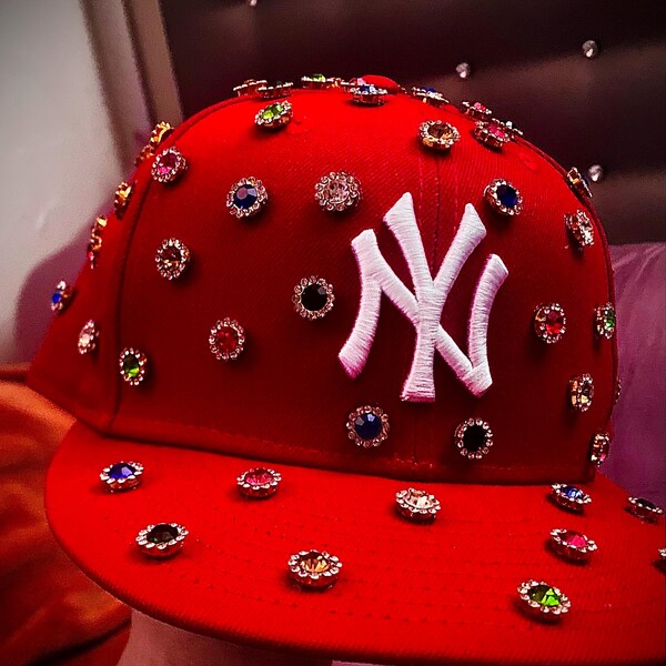 Jewled Rhinestone Fitted Hat - Etsy