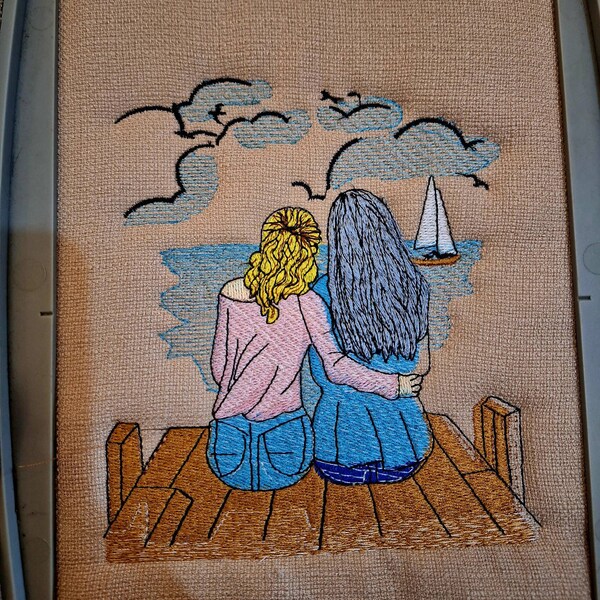 Sisters Embroidery Design 2 Sisters Embroidery Design Friend Design ...