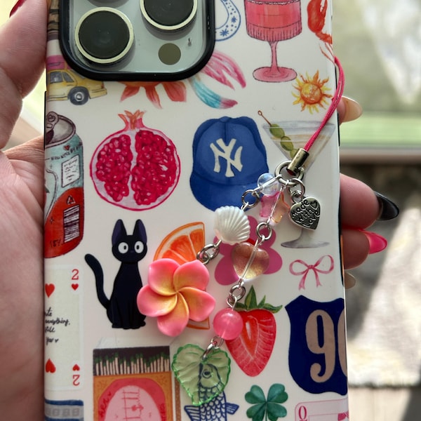 Tropical 2000s Summer Hibiscus Phone Charms, Cute Beach Themed Unique ...