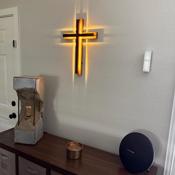 Lighted Wooden Cross Wall Decor |christian Cross | Religious Wall Decor ...