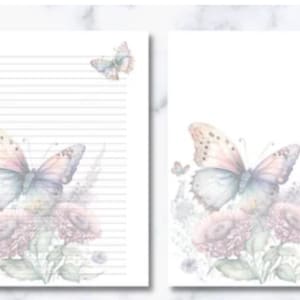 Lavender Flowers Printable Stationery| Blue Floral Writing Paper ...