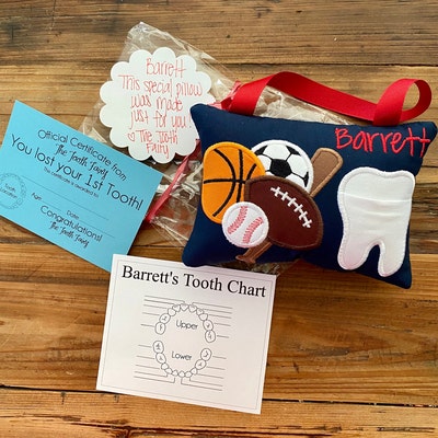 Baseball Sports Tooth Fairy Pillow, Boy Sports Tooth Fairy Pillow ...