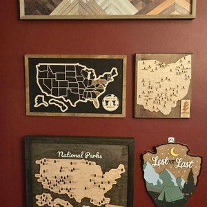 National Park Map, National Park Sign, Wooden, Gift, US National Parks ...