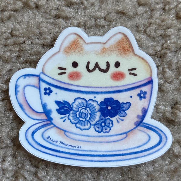 Cute Cat Vinyl Sticker Hotdog Cat Sticker Cute Vinyl Sticker Kawaii ...