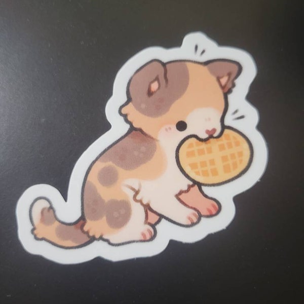 Waffle Cat Sticker / Cat Sticker / Kitten Sticker / Cute Animal Sticker ...