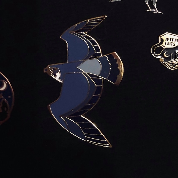 Peregrine Falcon Hard Enamel Pin: Art Deco Bird Brooch - Etsy
