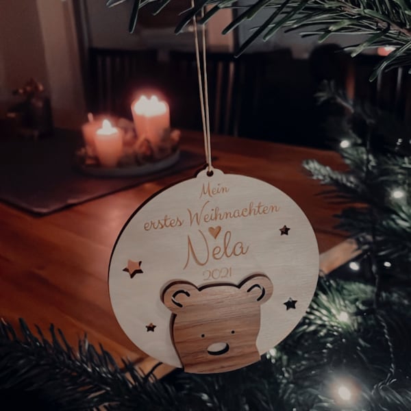 My First Christmas, Personalized Ornament, Wooden Christmas Tree ...