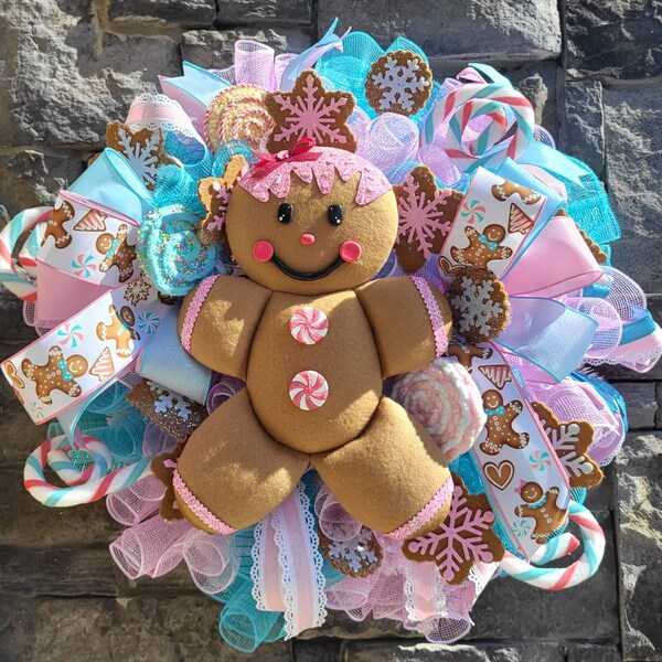 Gingerbread Wreath Attachment, Christmas Wreath Attachment, Gingerbread ...