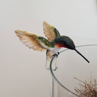 Hummingbird felted Bird Gift for Mom Lifelike Bird Spring - Etsy