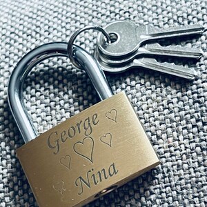 Engraved Padlock Love-lock, Brass With Key and Pouch,personalized ...
