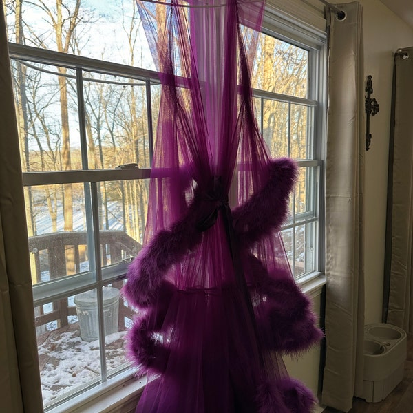 Top Gift for Her Lingerie Robe With Marabou Feathers, Bridal Shower ...