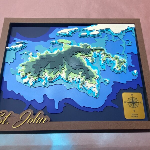 St John Virgin Island Map Svg File for Lasers, Topographic Map, Lake ...