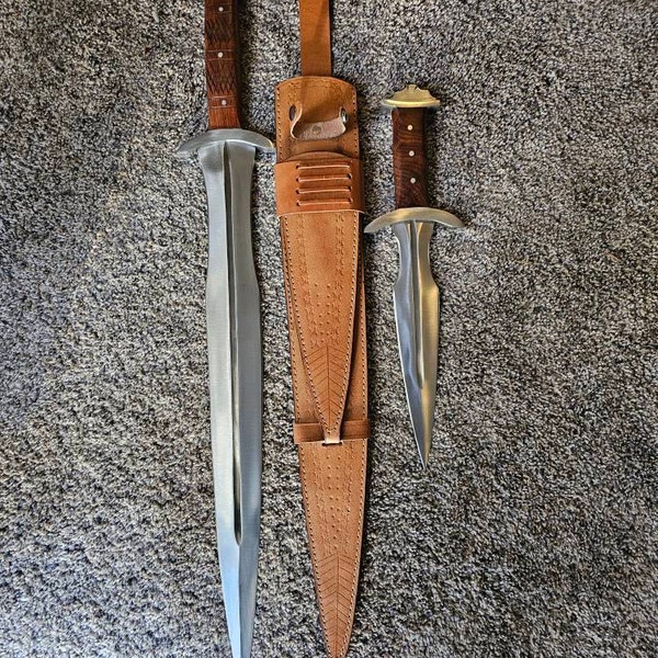 Real Handmade Custom Vikings Full Tang Sword Steel D2 With Leather ...