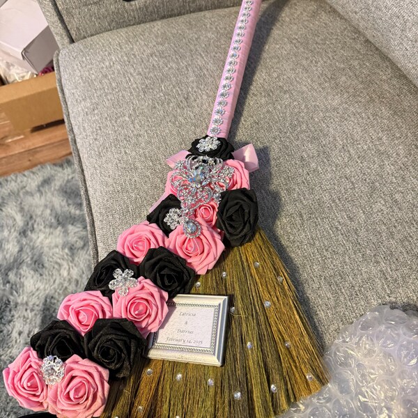 Personalized Wedding Broom (large)-hunter Green/gold for Jump the Broom ...