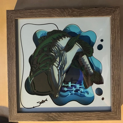 3d Fishing Svg Shadow Box Svg, Fish Svg - Etsy