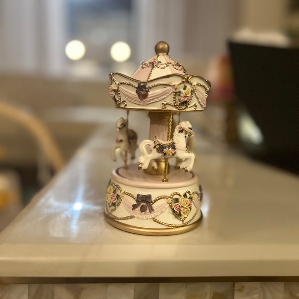 Pink Mirror Musical Carousel Horse Music Carousel Box Nursery Carousel ...