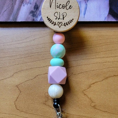Personalized Badge Reel // Silicone Beaded ID Badge Holder // - Etsy