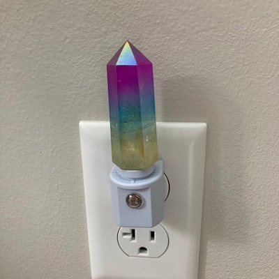 Titanium Quartz Rainbow Aura Crystal LED Gemstone Sensor Night - Etsy