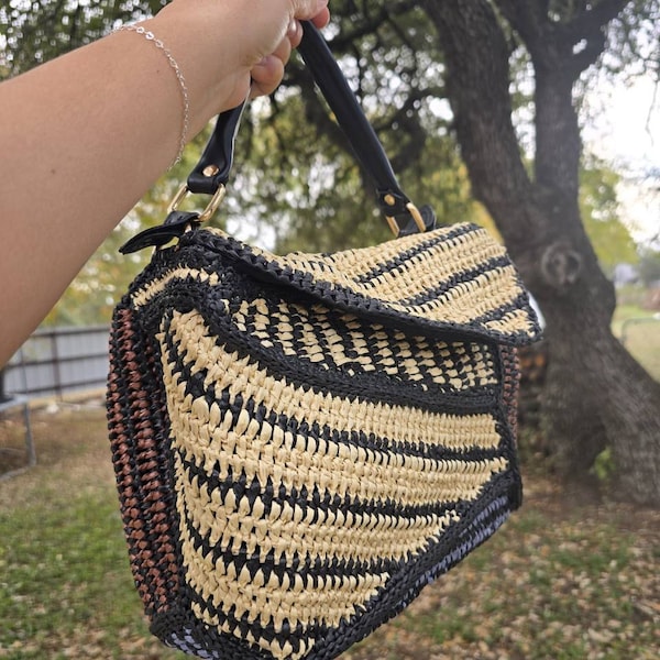 Crochet Raffia Puzzle Bag, Seasonal Shoulder Bag, Crossbody Bag, Brand ...