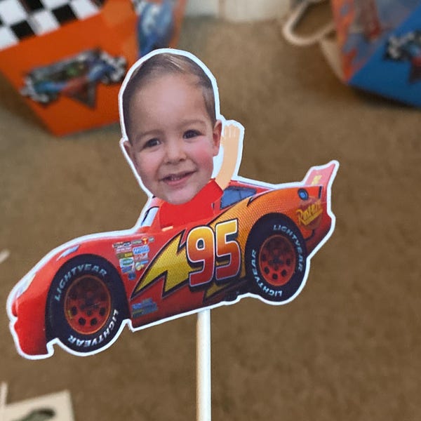 Lighting Mcqueen or Mater Customer Face Cupcake Topper, Cars Decoration ...