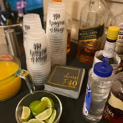 Custom Wedding Cups, Reception Bar Frosted Cups, Personalized ...