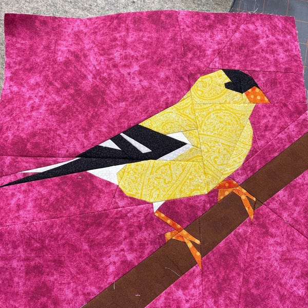 Amercian Goldfinch Fpp--backyard Birds Series--paper Piecing Quilt ...