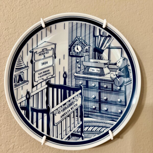 Baby Keepsake Personalized/custom Birth Plate; Includes Name, Date ...