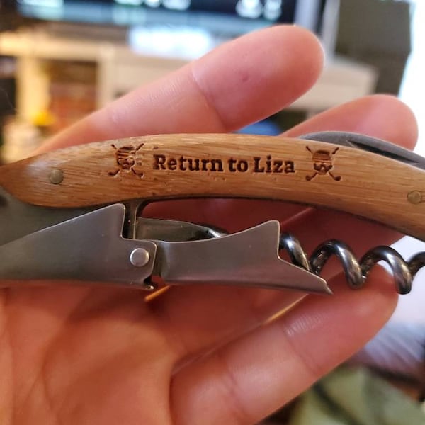 Custom Engraved Wood Wine Key, Wine Opener, Corkscrew, Personalized ...