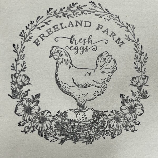 Floral Chicken Nest Rubber Stamp - Henlay Egg Carton Stamp - Farm Stamp ...