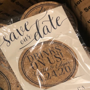Save the Date Coasters, Free Drinks Save the Date, Unique Save the Date ...