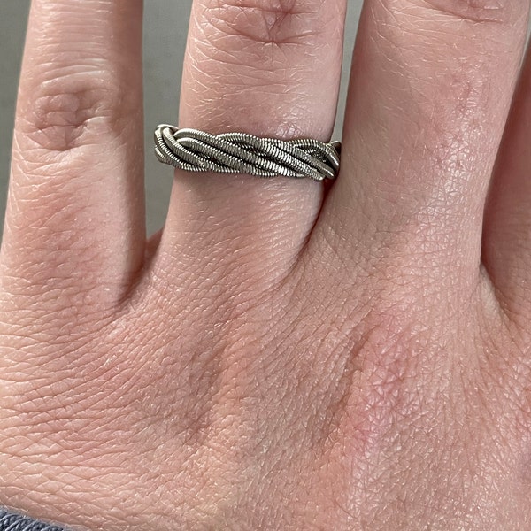 Hammered Guitar String Ring, Bass String Ring, Guitar String Jewelry ...