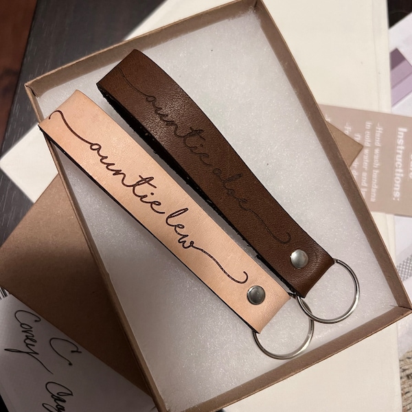 Custom Leather Keychain, Personalized Leather Engraved Key Fob ...