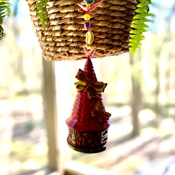 Ceramic House Hanging Bells . Room and Garden Decor.handmade.unique ...